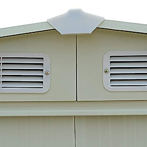 Goplus Outdoor Storage Shed Galvanized Steel Garden Tool House w/Sliding Door, 10 x 8ft (Green)