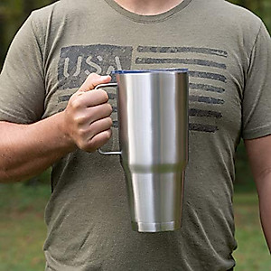 Maxam XPAC 64 Ounce Double Vacuum Wall Stainless Steel Vacuum Insulated Tumbler with Lid and Handle, Fits in a 4 Inch Wide Car Beverage Holder