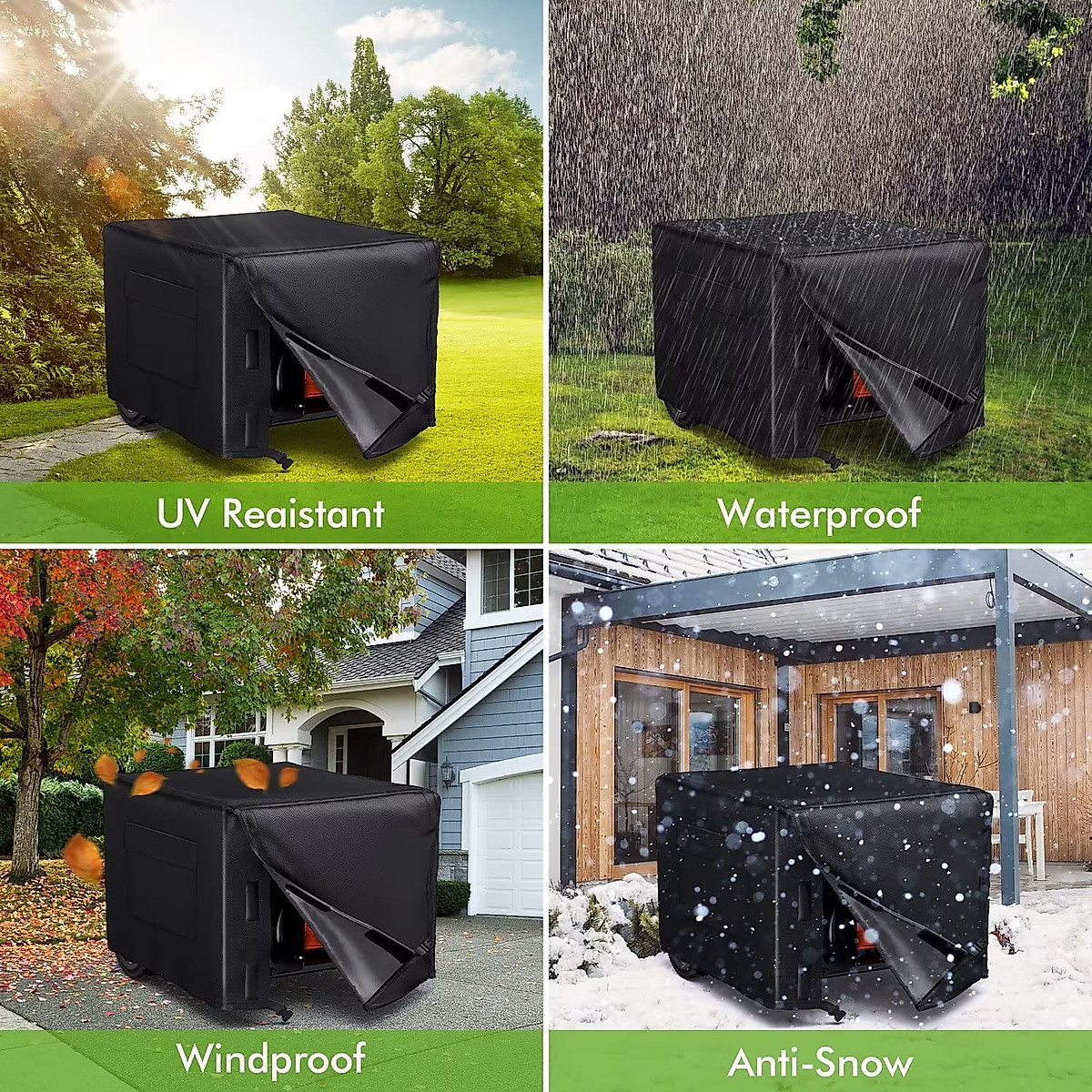 WLEAFJ Generator Cover Heavy Duty Waterproof, Universal Portable Generator Cover 32”L x 24”W x 24”H - for Most Generators 5000-10000 Watt