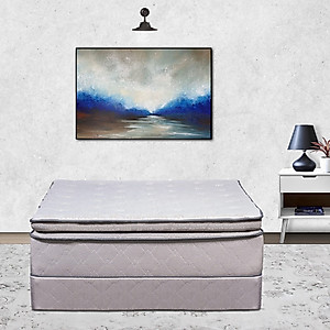 Nutan 13" Foam Encased Soft Mattress with Box Spring, Comfortable Pillow Top Mattresses Provide Complete Body Support and Maintain Sleeping Posture, Grey, Full XL