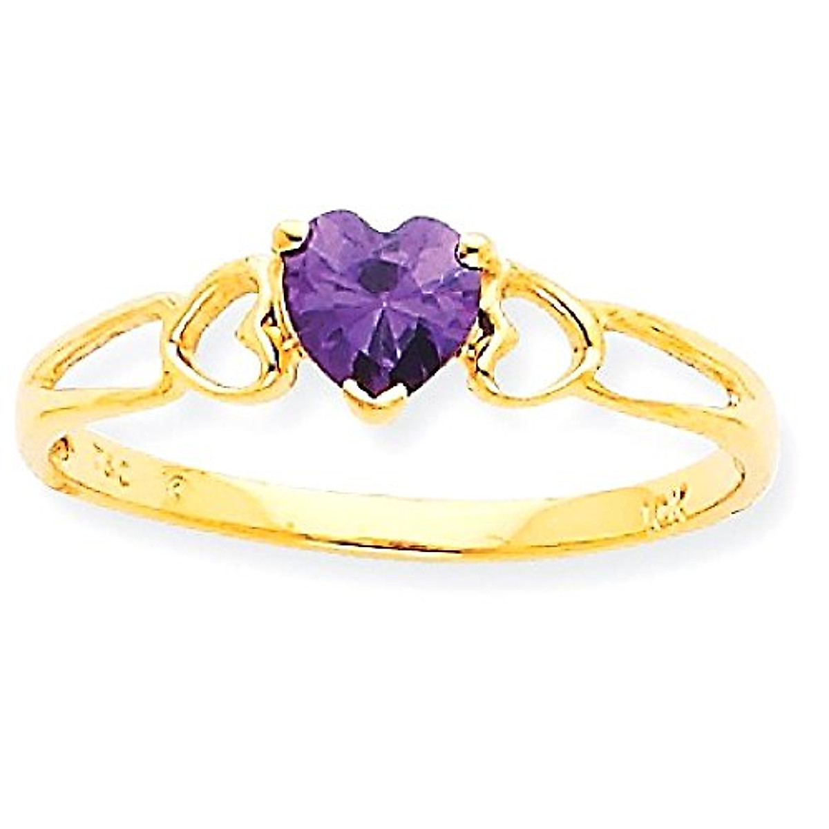 IceCarats 10K Yellow Gold Purple Amethyst Heart Love Ring Gemstone Band February Birthstone Jewelry Size 7