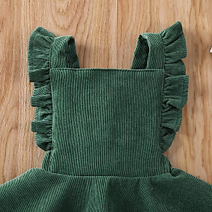 Karuedoo Baby Girls Velvet Suspender Skirt Infant Toddler Ruffled Casual Strap Sundress Summer Outfit Clothes (12-24M, Green 2(Velvet))