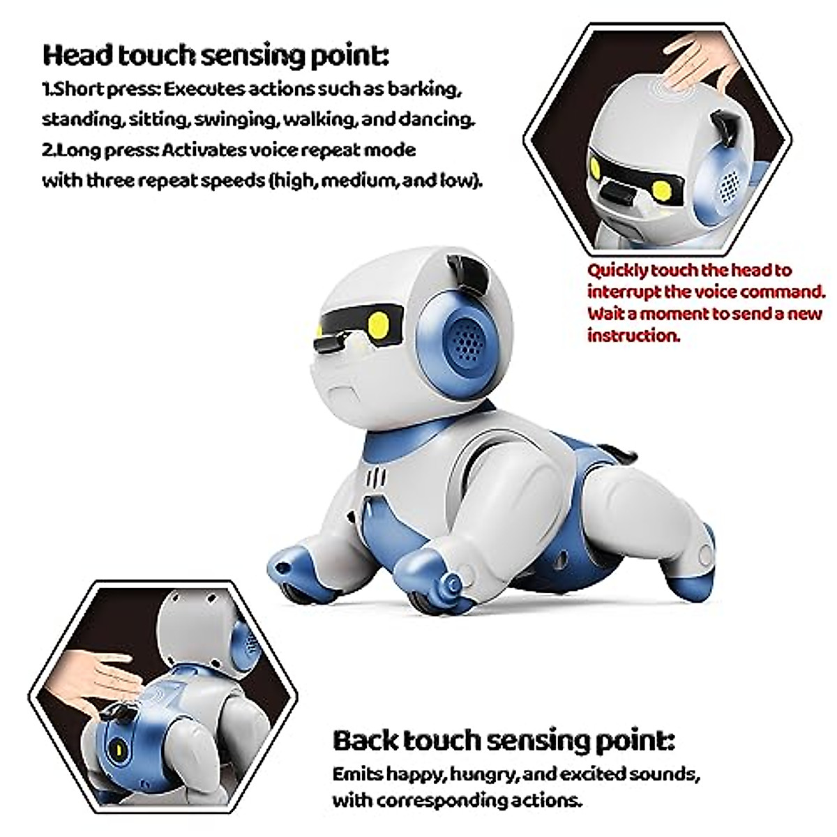 SENBYOWEI Smart Interactive Robot Dog Toy for Kids with Voice & Touch Control Dancing Pet RC Animal Toy for Boys & Girls Ages 3,4,5,6,7,8,9,10 Year Old and up Realistic Mini Pet Dog Robot Simulator