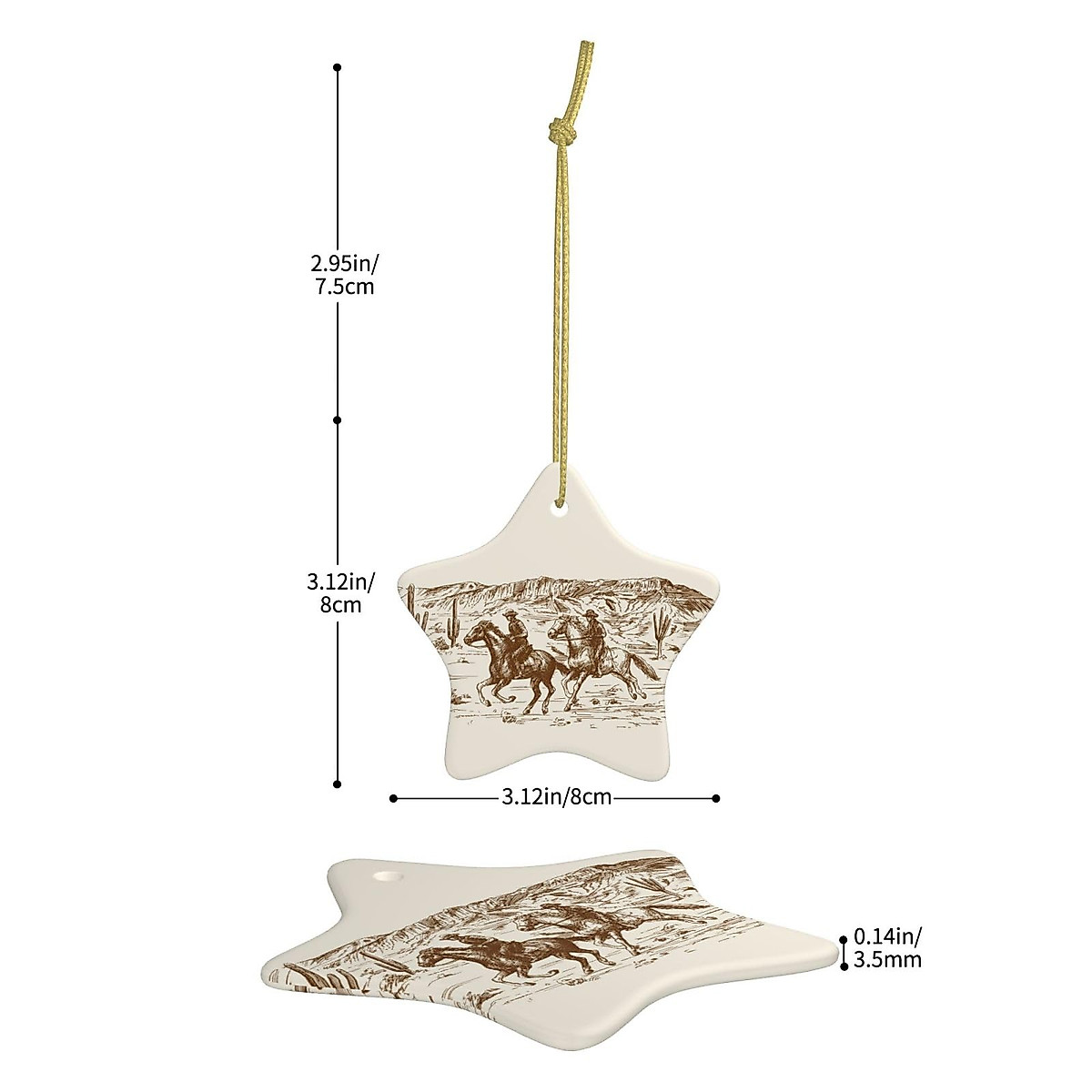 Deserto selvaggio west con Cowboy Christmas Ornaments 2024 Christmas Tree Ornaments Ceramics Christmas Door Decorations Christmas Decoration Star Shape Xmas Personalized Gifts Navidad Decoracion
