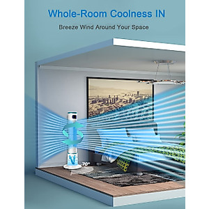 Evaporative Cooler - BREEZEWELL 2 IN 1 Portable Air Cooler, 70°Oscillating Evaporative Cooling Fan, Remote Control w/4 Modes & 3 Speeds, 15H Quiet Timer, Air Conditioner Portable for Room Office, 43IN