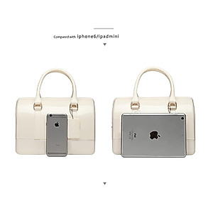 ETALOO Ladies Summer Jelly Pillow-shaped Top Handle Handbag Candy Color Transparent Crystal Purse (Ivory)