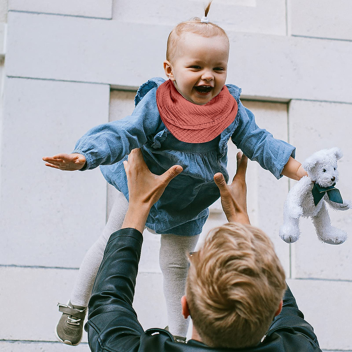 Baby Bibs for Girls, Bandana Drool Bibs for Unisex, Soft Organic Muslin Infinity Scarf Bibs for 0-24 Months - 8 Pack