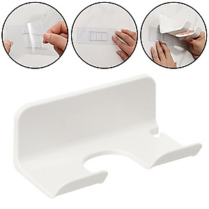 2Pcs Hair Dryer Holder Storage Rack Bathroom Wall Mounted Storage Accessories Hairdryer Hook Home Storage Shelfs(6.31inch,White)
