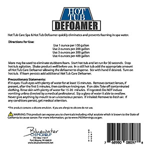 Spa & Hot Tub Defoamer - Gallon - Quickly Removes Foam Without The Use of Harsh Chemicals, Eco-Friendly Safe Silicone Emulsion Formula - Concentrate