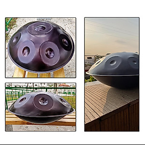 LingTing Handpan Drums Sets 18 inches D Minor Steel Hand Drum with Soft Hand Pan Bag, 2 handpan mallet,Handpan Stand,dust-free cloth (Purple,9 Notes)