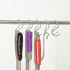 Home-Organizer Tech 5 Inches Heavy Duty Stainless Steel Hanger Hooks S Hooks S Shaped Hook Silver Tone Hanging Hooks, Pack of 20