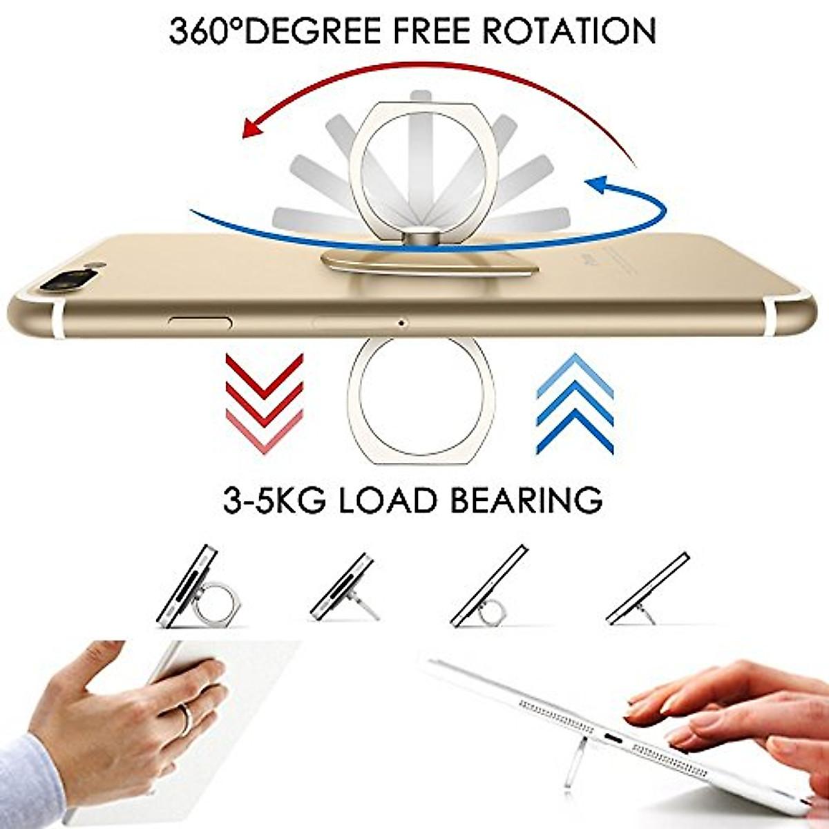 360 Rotation Cell Phone Ring Holder Stand,Finger Ring Grip with Car Mount Hooks for Smartphones and Tablets-Blooming Mandala Blue Large Scale