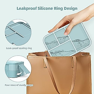 Lunch Bento Box for Kids, Stackable Bento Lunch Containers for Adults 50oz Leakproof Lunchbox with 7 Compartments Built-in Utensil Set for Kids Back to School,On-the-Go Meal and Snack Packing-Blue