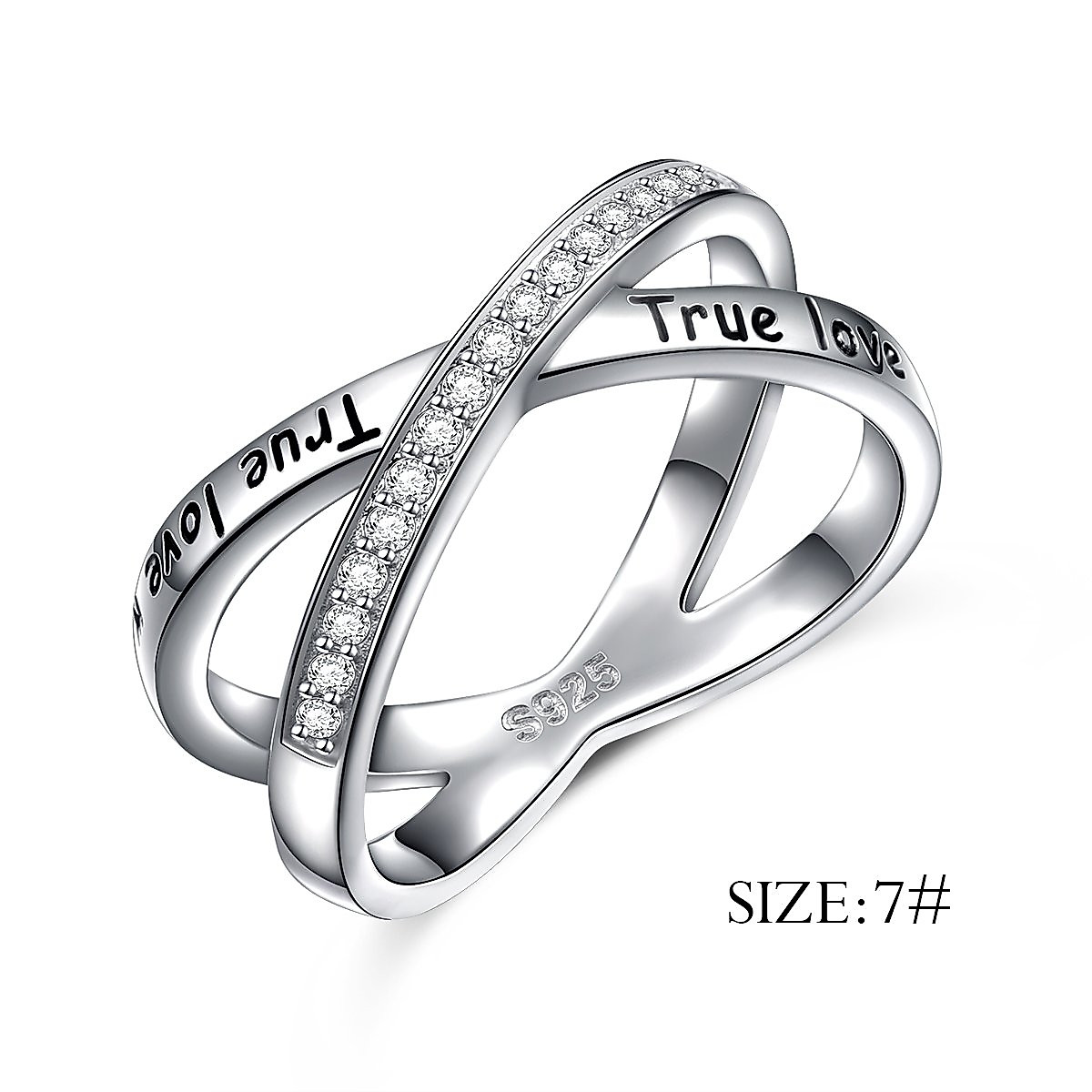 FLYOW Purity Ring S925 Sterling Silver True Love Waits Infinity Criss Cross Rings for Women Lady Size 6