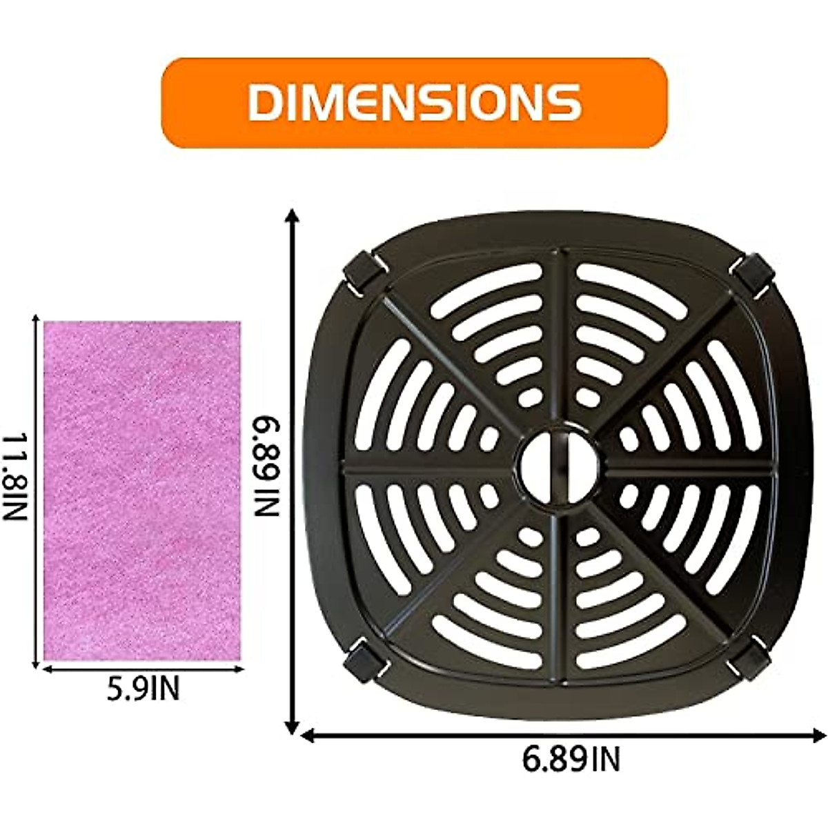 Air Fryer Grill Crisper Plate Tray for Dash 2.6QT Air Fryers, Upgraded Air Fryer Grill Pan Insert, Air Fryer Grate, Air Fryer Rack Grid for Dash 2.6 Quart Air fryer, Nonstick, Dishwasher Safe