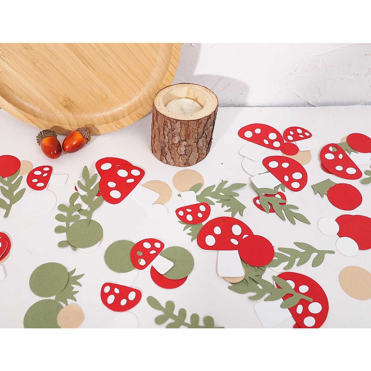 200PCS Mushroom Confetti - Woodland Party Table Decor, Woodland Confetti, Mushroom Theme Birthday Decorations, Fairy Party Confetti, Wild One Birthday Decor