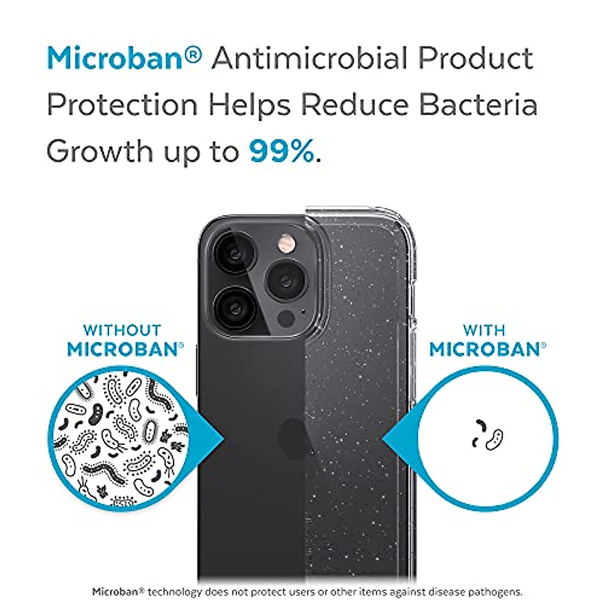 Speck Products Gemshell Glitter iPhone 13 Pro Case, Clear/Clear with Platinum Glitter