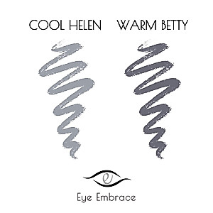 Eye Embrace Light Gray Eyebrow Pencils: Warm Betty & Cool Helen 2 Pack Bundle - Waterproof, Double-Ended Automatic Angled Tip & Spoolie Brush, Cruelty-Free
