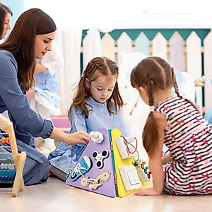 Steventoys 14 in 1 Toddler Busy Board, Montessori Wooden Busy Board for Toddlers - Travel Toy Wooden Sensory Board Activity Board for Fine Motor Skills - Busy Board for Toddlers 2-4