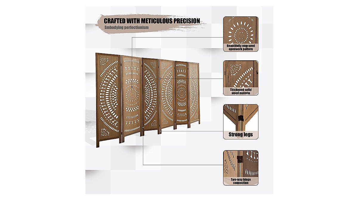 ALeesing 6 Panel Boho Room Divider - Stylish & Practical