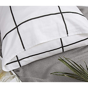 karever White Grid Pillowcases 2 Packs Black White Plaid Pillow Covers Large Lattice Envelope Pillow Shams for Boys Girls Teens Adult White Checkered Bed Pillow Pillowcases Standard 20"x26"