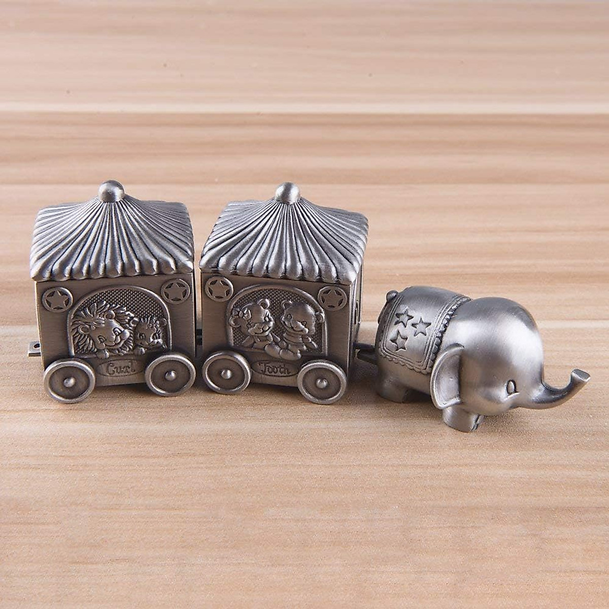 Feyarl First Curl and Tooth Elephant Keepsake Box Teeth Fairy Organizer Containter Tins Box for Christmas Kids Shower Newborn Birthday Gift