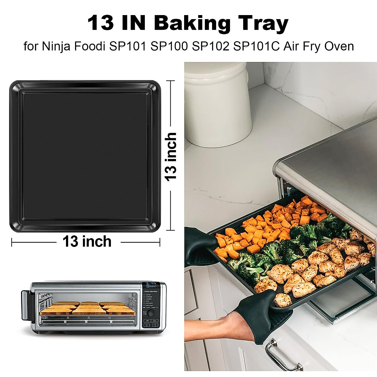 13 Inch Baking Sheet, Replacement Baking Pan for Ninja Foodi SP101 Air Fryer Oven,Cookie Sheets for Baking for Ninja Foodi SP100 SP102 SP101C, Baking Tray for Ninja Foodi 8-in-1 Digital Air Fryer Oven