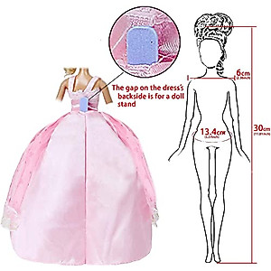 BJDBUS 5 Pcs Handmade Wedding Party Dress Lace Gown for 11.5 Inch Girl Doll Clothes Accessories Random Set