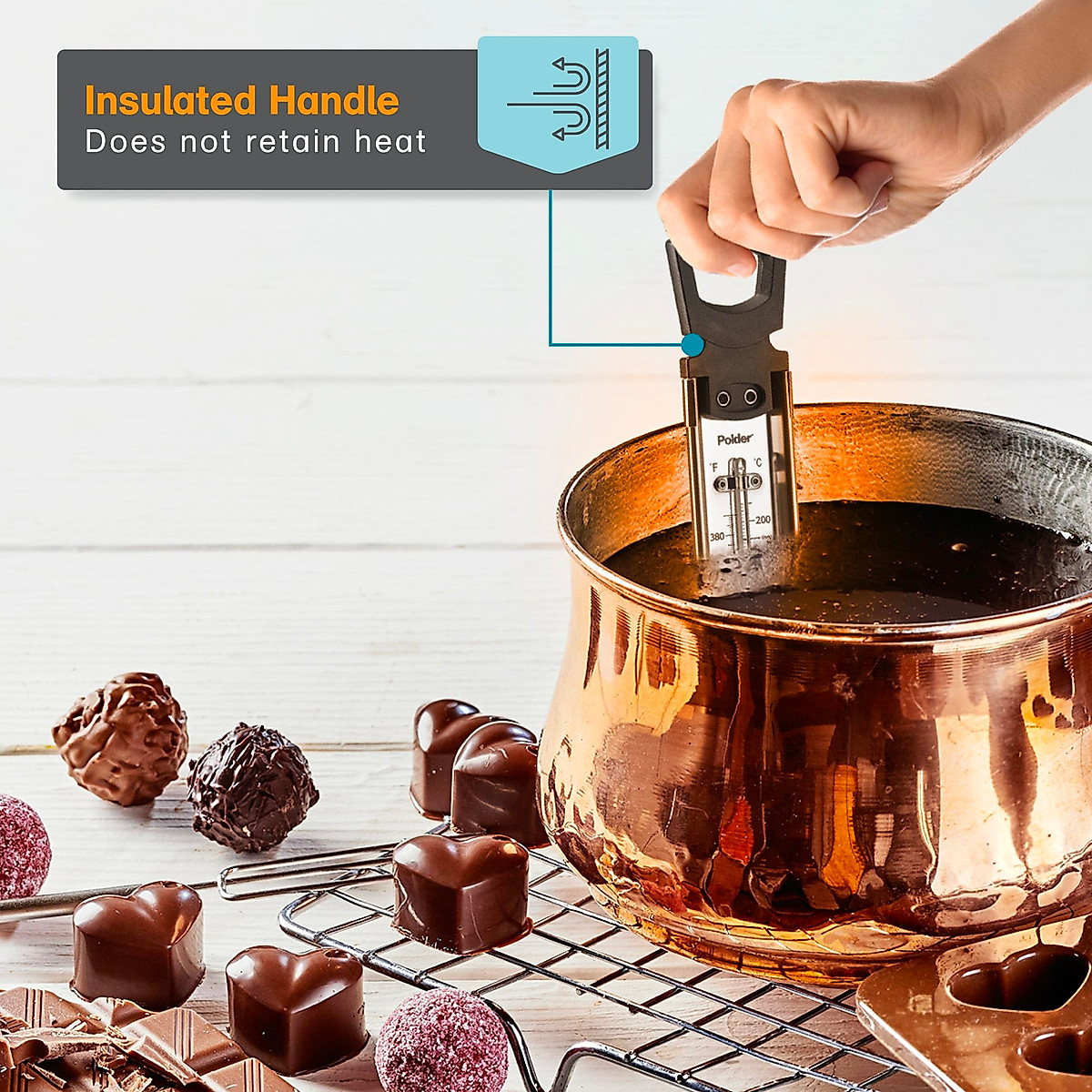 Candy Thermometer Deep Fry/Jam/Sugar/Syrup/Jelly Thermometer with Hanging Hook Cooking Thermometer Food Thermometer Quick Reference Temperature & Pot Clip