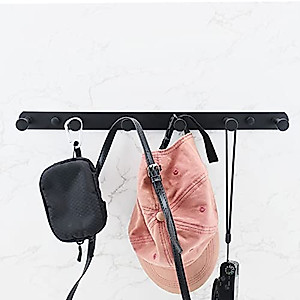 Potaosey Black Wall Coat Rack, 17in Wall Mounted Coat Rack with 6 Hook,Modern Style Coat Rack Wall Mounted,Metal Coat Hooks Rail for Coat Hat Key Bathroom Entryway