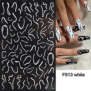 White Totem Nail Art Adhesive Sticker 3D Self-Adhesive Nail Decals Art Design Holographic Stars Moon Snake Nail Art Sticker Decoration for Women Manicure Tips Acrylic Nails DIY Nails Art Supplies
