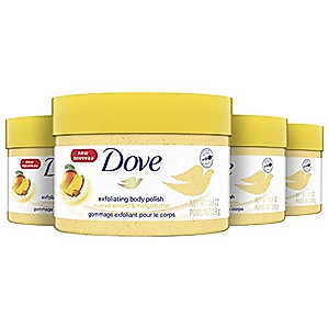 Dove Exfoliating Body Polish Body Scrub Exfoliating Scrub for Dry Skin Crushed Almond and Mango Butter Gently Exfoliates to Reveal Healthy Skin 10.5 Ounce (Pack of 4)