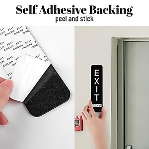 Vertical Exit Sign with Braille - 8x2 inch ADA Compliant Exit Sign with Braille Exit Signs for Business Raised Braille with Adhesive for Indoor Outdoor Public Office Hotel Workplace 6 Pcs