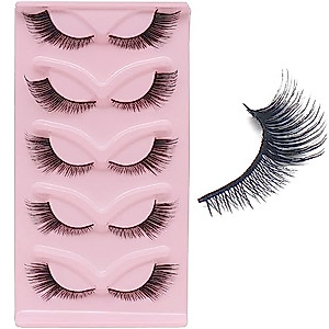 Fyonas Cat Eye Lashes Comfortable Fake Eyelashes Wispy Lashes Natural Look 18mm Fox Eye Lashes Volume False Lashes 5 Pairs Pack (Cat Eye 03)