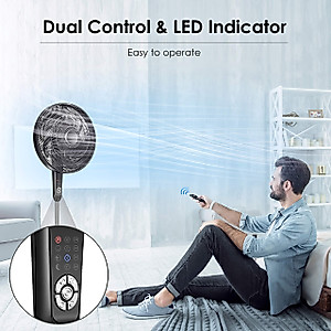 Outdoor Fan - 2 in 1 Portable Floor Fan, Cooling Floor Fan with Remote Control, 4 Speeds, 3 Modes, Ultra Quiet Outdoor Fans with Adjustable Height and Tilt, 7.5-Hour Timer Pedestal Fan for Bedroom