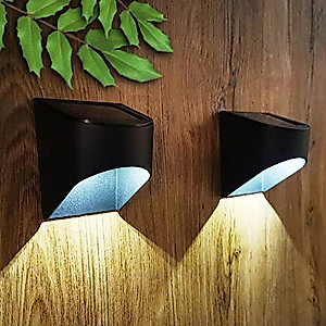 MAGGIFT 4 Pack Metal Solar Deck Lights Outdoor Waterproof, Solar Powered Wall Lights Fence Lights Night Outside Lights Decorations for Steps Stairs Walkway Garden Fences Wall