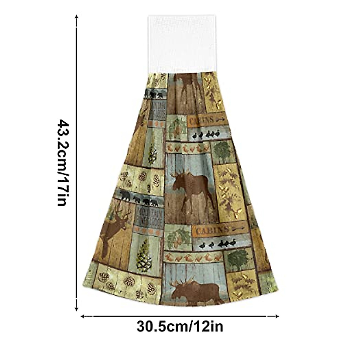 Giwawa Cabins Moose Hand Towel 2pcs Absorbent Lodge Bear Retro Hanging Towels Soft Woodland Cabin Dish Towels Fast Drying Nature Wildlife Deer Hanging Tie Towel for Kitchen Bathroom Home Decor 12x17in