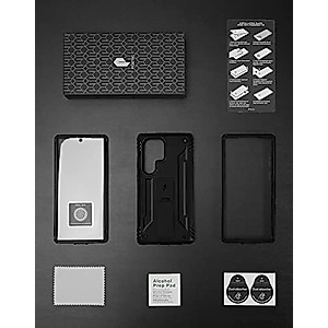 Poetic Revolution Case for Samsung Galaxy S23 Ultra 5G 6.8" (2023), Built-in Screen Protector Work with Fingerprint ID, Full Body Rugged Shockproof Protective Cover Case with Kickstand, Black