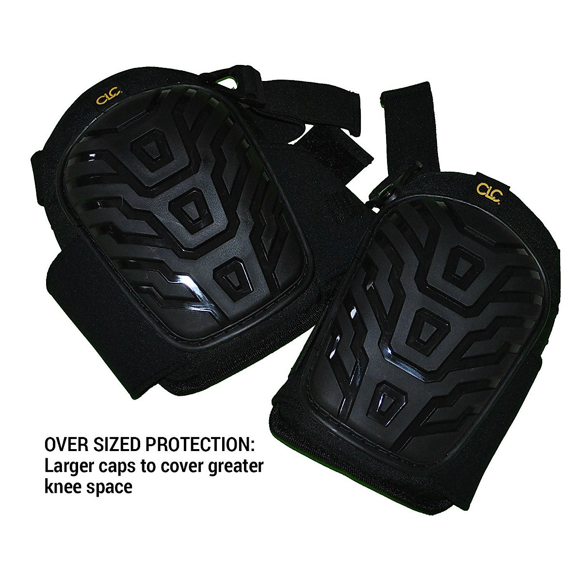 CLC Custom Leathercraft 345 Professional Kneepads, Supportive Gel Cushion, Breathable Neoprene Straps, Over Sized Caps for More Coverage, Ideal for Gardening, Flooring, Cleaning and Construction , Black