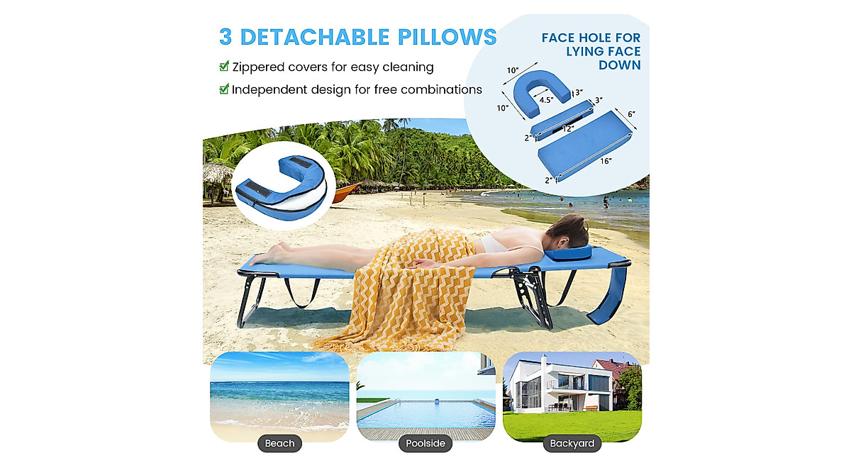 Goplus Folding Lounge Chair - Adjustable Sunbathing & Pool Lounger