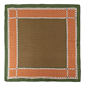 GERINLY Cowboy Neckerchief for Men 27 Inch Silk Neck Bandana Retro Rock Head Scarf for Music Festival Ascot (Armygreen)