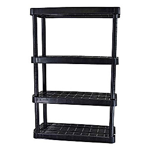 Gracious Living 14 x 32 x 54.5 Inch 4 Tier Adjustable Ventilated Medium Duty Shelving Units for Home, Garage, Basement, and Laundry, Black