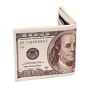 LUI SUI Men Us Dollar Bill Wallet Billfold Leather Credit Card Photo Holder