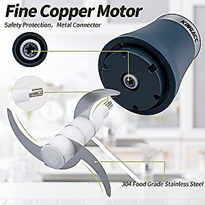 Electric Food Processor & Vegetable Chopper, 8-Cup Blender Grinder for Meat, Vegetables, Onion, Garlic, with 2L Stainless Steel Bowl and 4 Sharp Blades for Slicing, Shredding, Mincing, and Puree, 300W