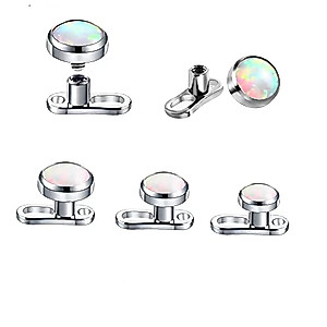 Piercingpops 8Pcs 14g Stainless Steel Cubic Zirconia/Opal Dermal Anchor Tops and Base Microdermals for Body Piercing (8PCS-4mmTop)