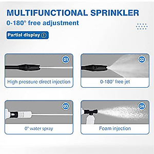 Portable Pressure Washer, 21V Power Washers Electric with Three-Speed Adjustable, 6-in-1 Adjustable Nozzle Battery Powered Washer w/2X3.0Ah Battery, for Car Washing Home Garden Cleaning