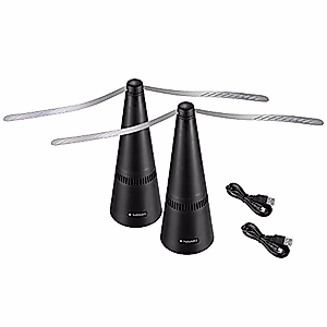 Navaris Electronic Table Fan (Set of 2) - Outdoor and Indoor Fan to Place Next to Food - Tabletop Fans to Eat Meals Outside - Battery Powered or USB