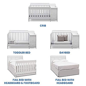 Delta Children Bentley S Convertible Crib N Changer, White + Serta Perfect Slumber Dual Sided Recycled Fiber Core Crib and Toddler Mattress (Bundle)
