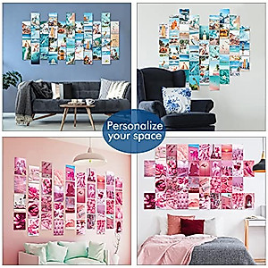 LIIGEMI 70PCS Blue Wall Collage Kit Aesthetic Pictures,Summer Beach Collage Print Kit,Bedroom Decor for Teen Girls,VSCO Girls Bedroom Decor,Room Decor Aesthetic,Double- Sided,70 Set 4x6 Inch