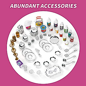 Temi Kitchen Playset for Kids, 56 PCS Play Kitchen Toys Accessories Set with Realistic Lights & Sounds Pretend Play Birthday Gift for 3+ Year Old Toddlers Girls - Pink